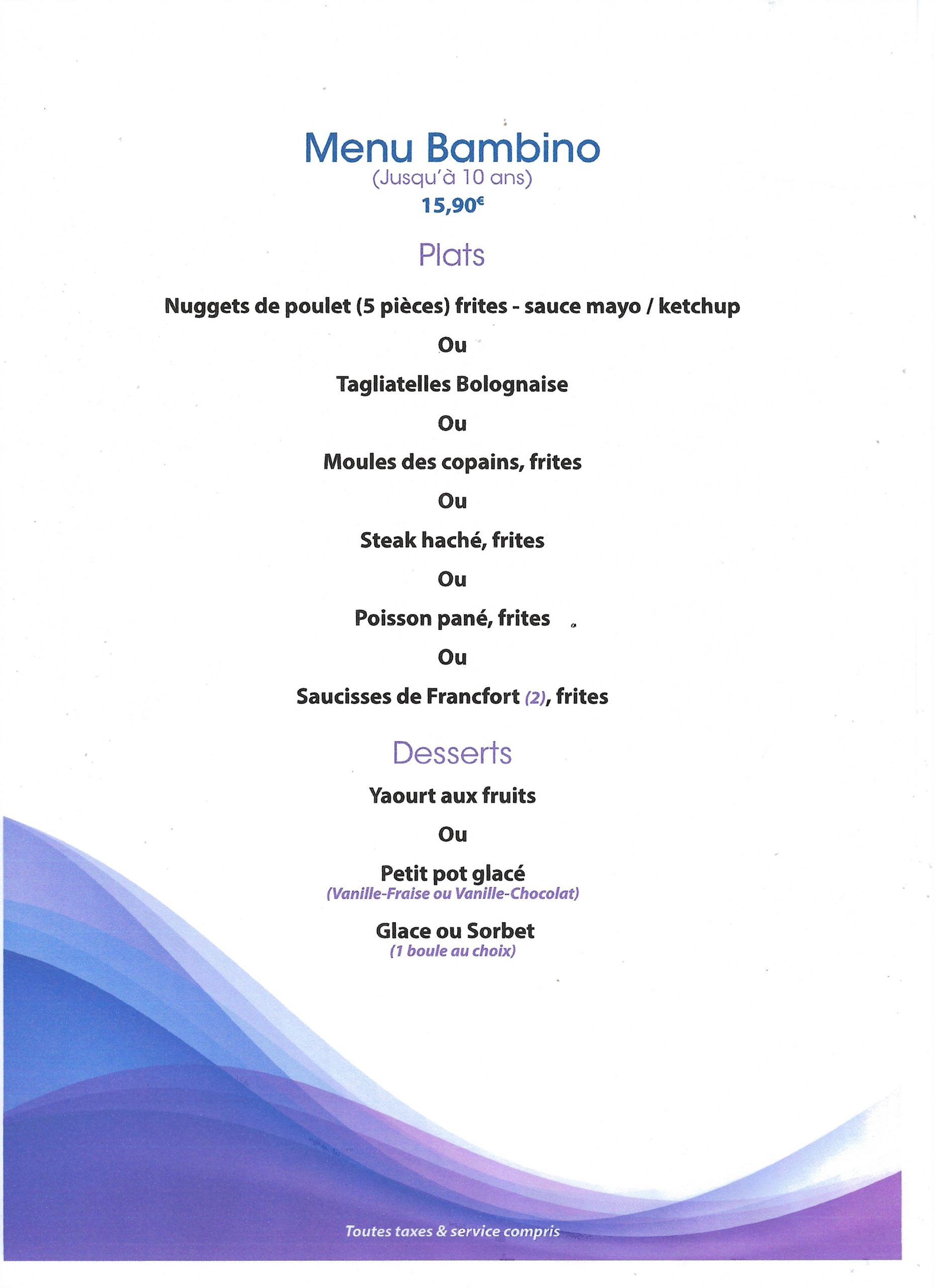 Nos Menus – Restaurant Le Bistrot des Copains